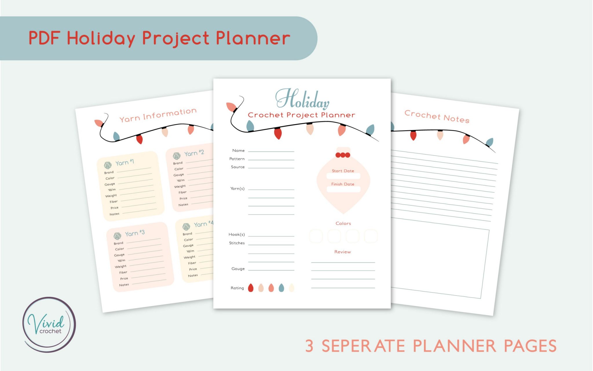 PRINTABLE PROJECT PLANNER Holiday Crochet Planner