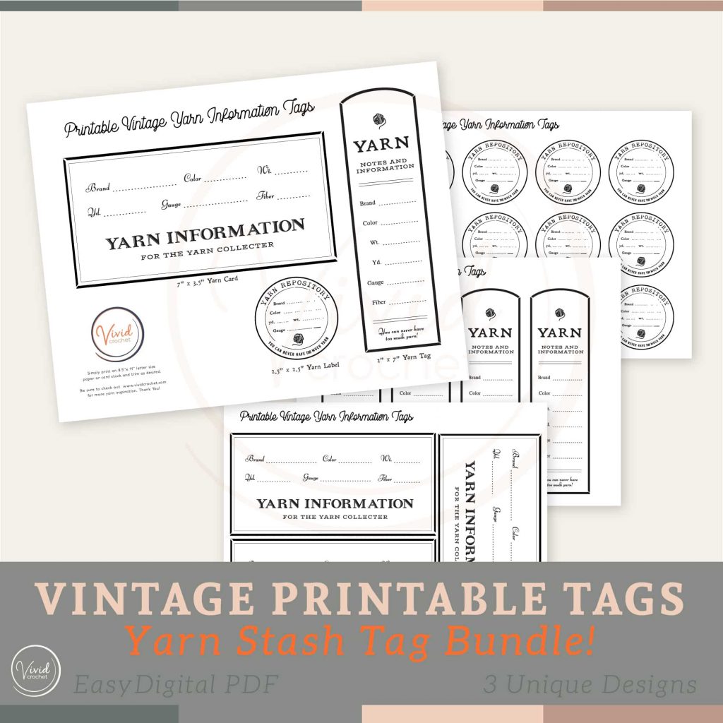 PRINTABLE TAG BUNDLE Vintage Style Yarn Information Card & Tags | Vivid ...