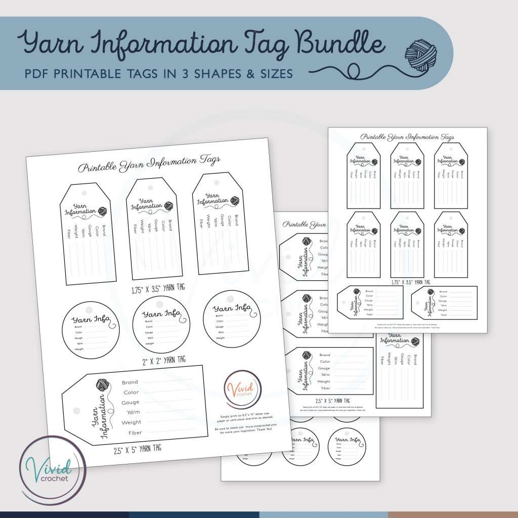 PRINTABLE TAG BUNDLE Simple Yarn Stash Information Tags